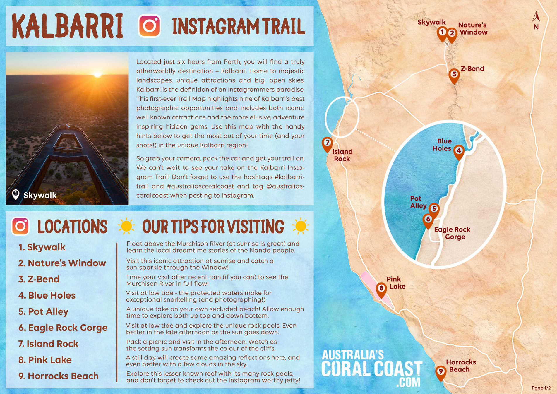 Kalbarri Instagram Trail Map | Western Australia's Coral Coast - Page 1