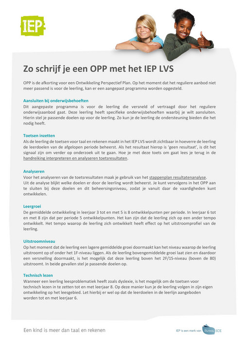 Bureau ICE - Zo schrijf je een OPP met het IEP LVS - Pagina 1