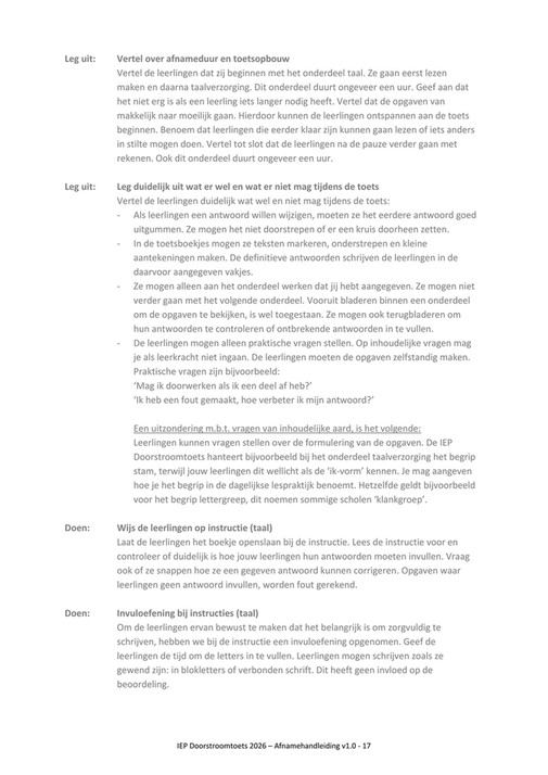 Afnamehandleiding IEP Doorstroomtoets 2026 (Primair Onderwijs) - Bureau ...
