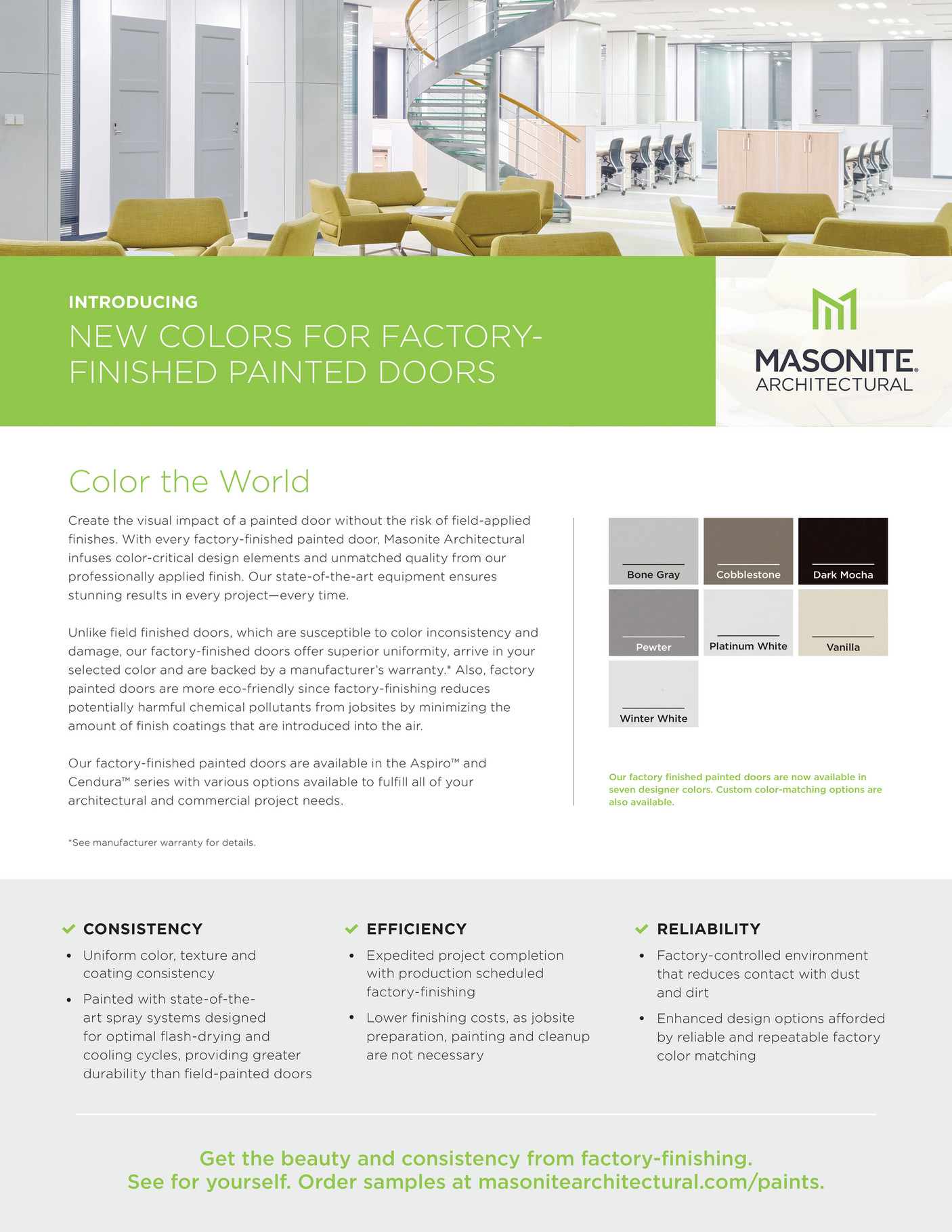 Masonite International - Painted Wood Door Sell Sheet - Page 1