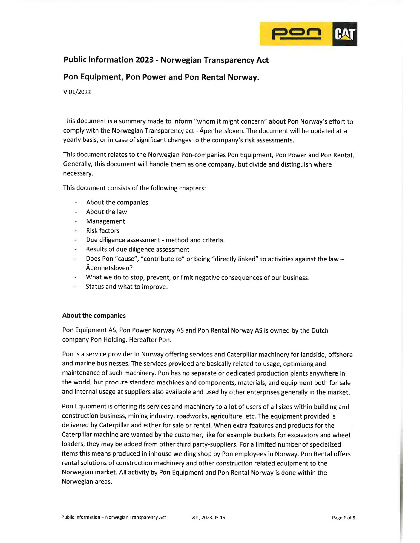 Pon Power AS - Transparency Act Pon Power 2023 signed (1) - Page 1