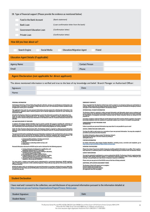 The Business School - International VET & ELICOS Student Application ...