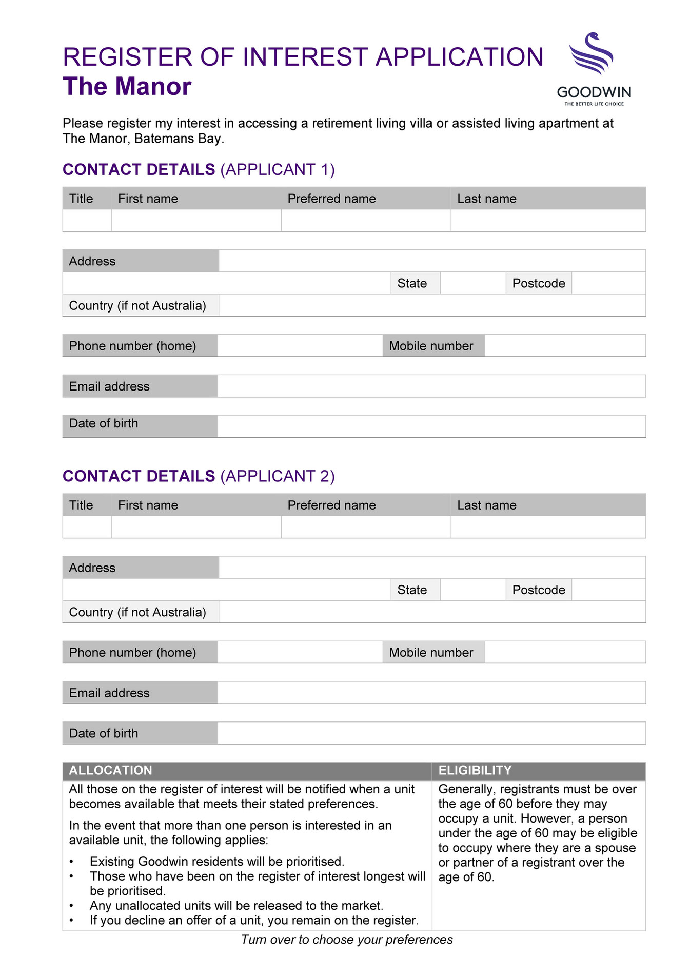 Goodwin - Register of Interest: The Manor - Page 1