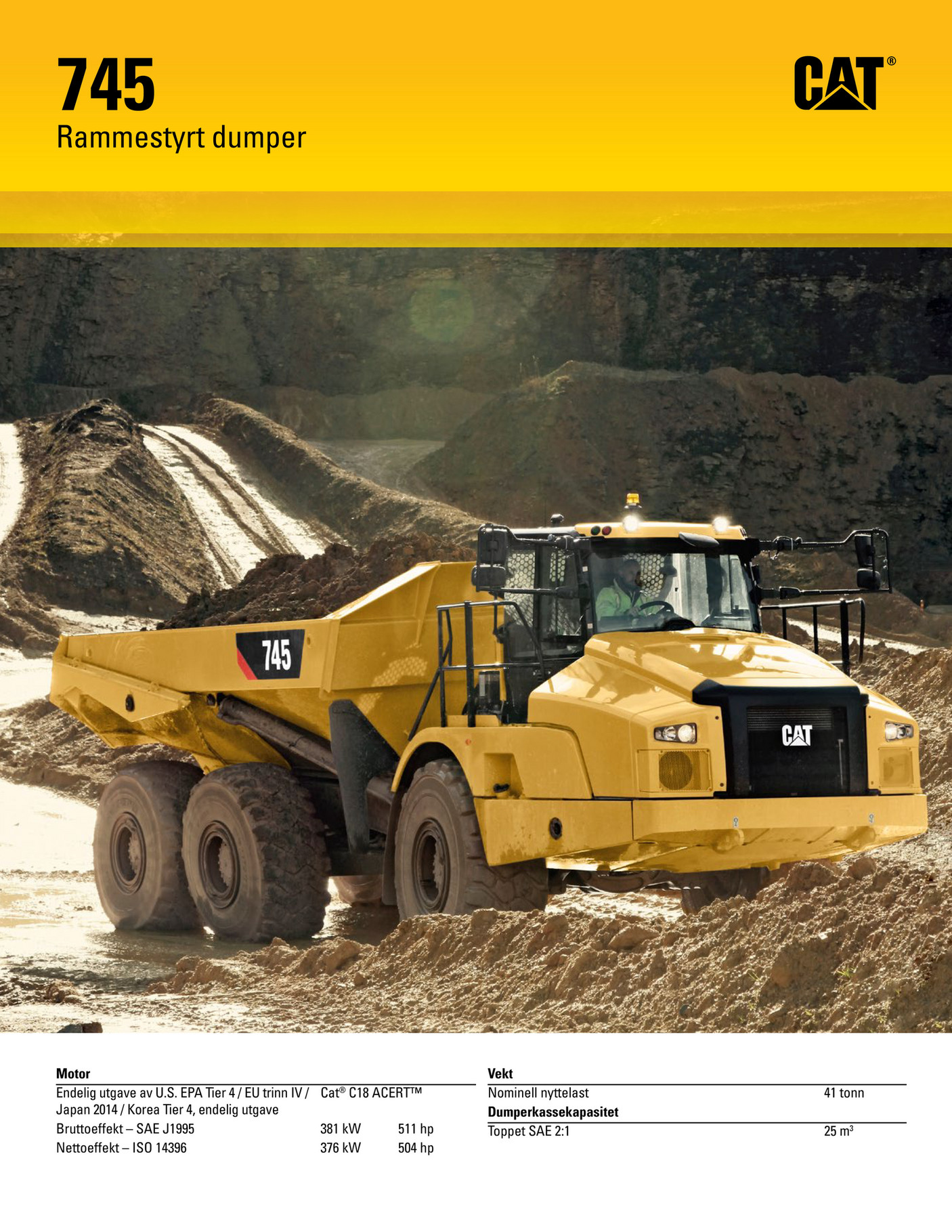 Cat 745 rammestyrt dumper - Side 1