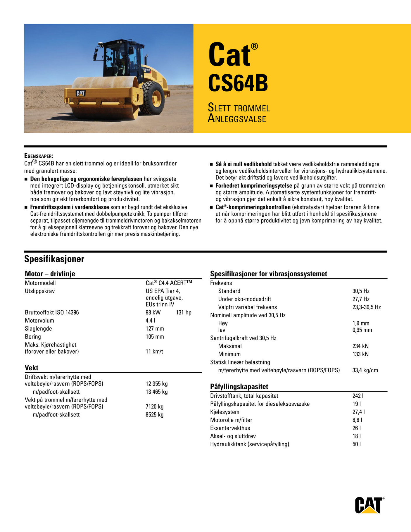 pon-cat - QNHQ1635-02 CS64B Single Drum Vibratory Compactor Specalog ...