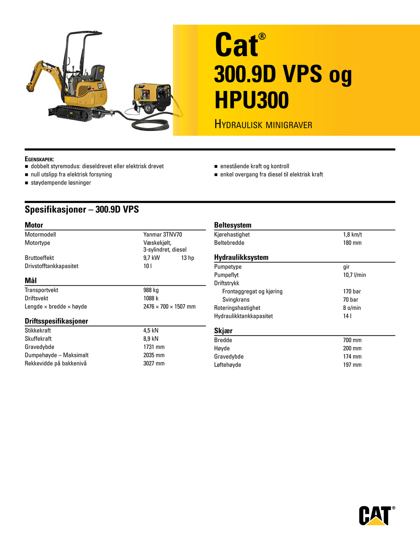 pon-cat - ANHQ7868-00 Cat 300.9D VPS & HPU300 Mini Hydraulic Excavator ...