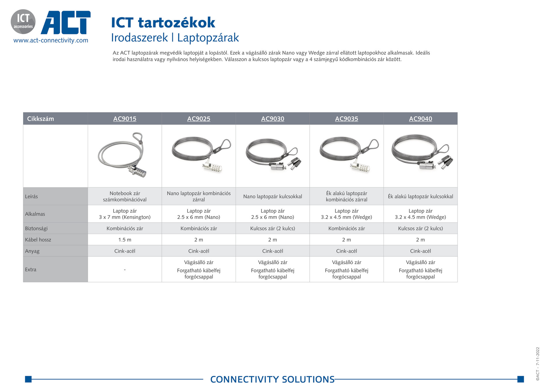 ACT ICT tartozékok Laptopzárak - Page 1