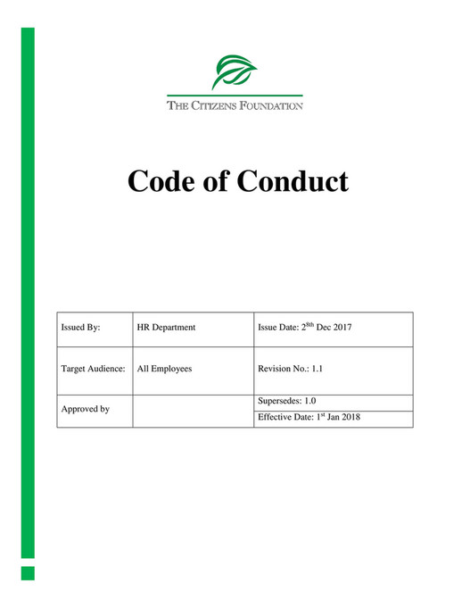 The Citizens Foundation - Code of Conduct Policy - Page 1