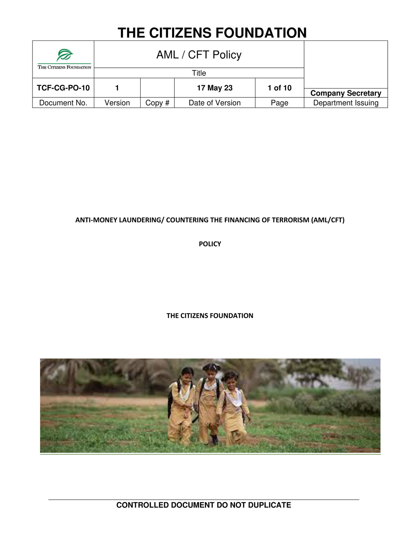 The Citizens Foundation - Anti-Money Laundering Counter Terrorism ... The Citizens Foundation - Anti-Money Laundering Counter Terrorism ...