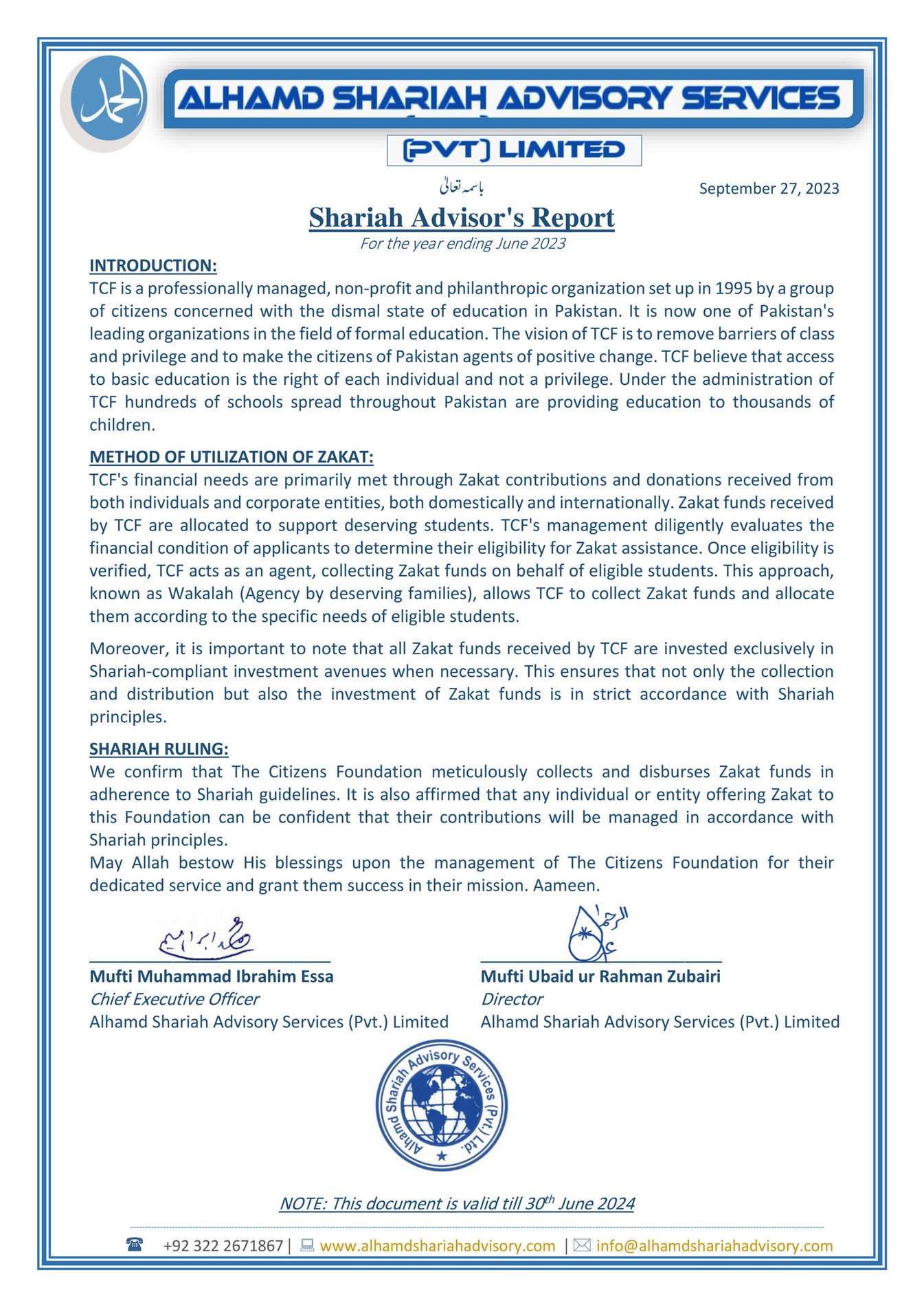 The Citizens Foundation - TCF Annual Report-Zakat 2023 - Page 1