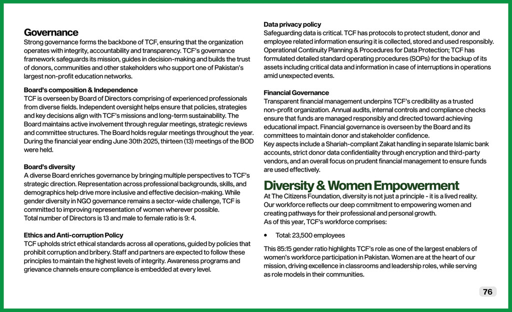 The Citizens Foundation - TCF Annual Report 2025 - Page 78