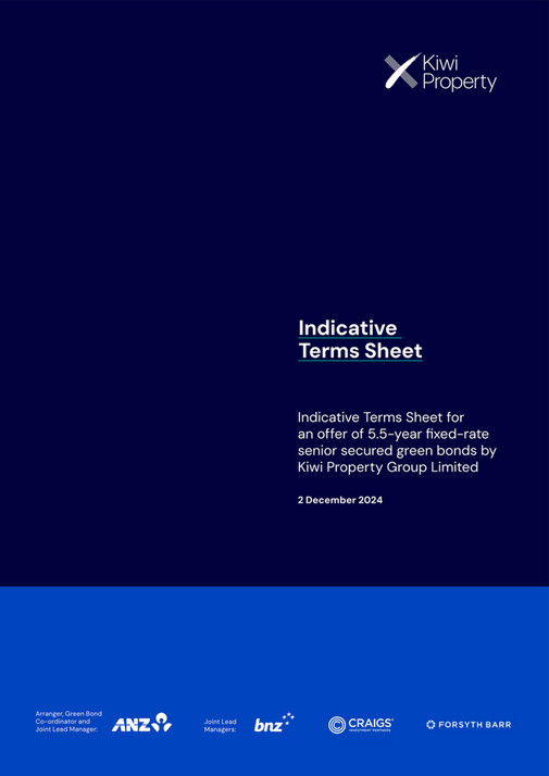Kiwi Property - KPG070 indicative terms sheet - Page 1