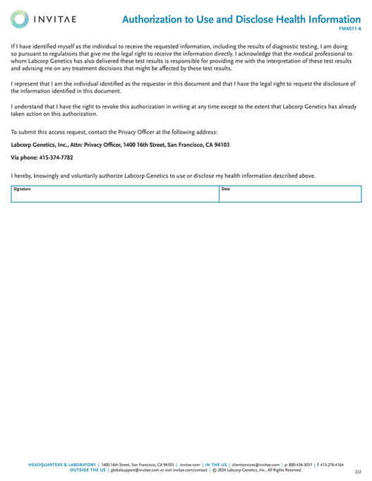 Invitae - FM6011_Invitae_Authorization_to_Use_and_Disclose_Health ...