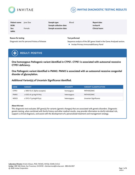 Invitae - SR393_Invitae-Sample-Report-Primary-Immunodeficiency-Panel ...