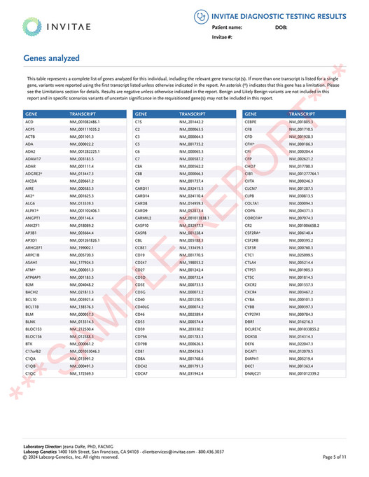 Invitae - SR393_Invitae-Sample-Report-Primary-Immunodeficiency-Panel ...