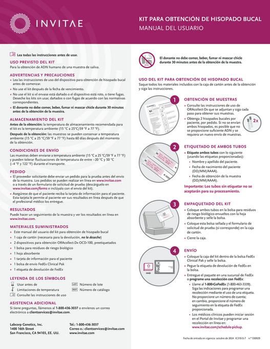 Invitae - IC310-S ifu-buccal-swab-us-fedex-550929-spanish - Page 1