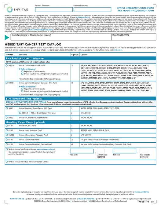 Invitae - TRF851 HR Cancer w RNA Analysis - Page 2