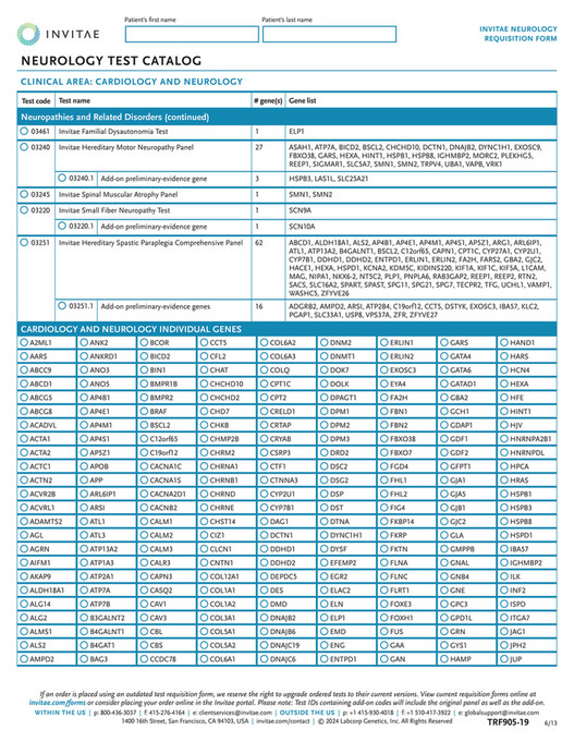Invitae - TRF905 Neurology Requisition Form - Page 6