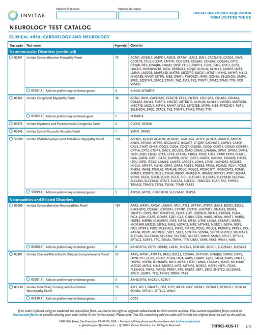 Invitae - TRF905-XUS_Invitae_Neuro_Requisition_Form - Page 5
