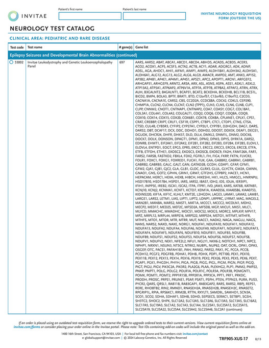 Invitae - TRF905-XUS_Invitae_Neuro_Requisition_Form - Page 8
