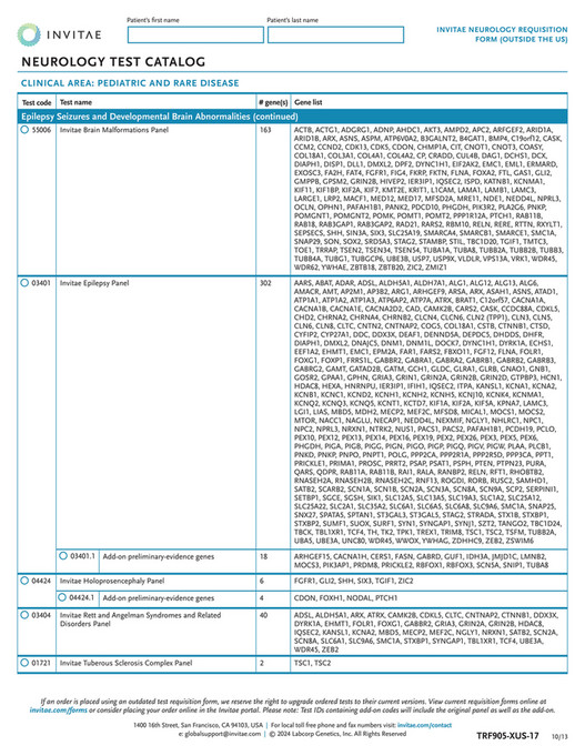 Invitae - TRF905-XUS_Invitae_Neuro_Requisition_Form - Page 10
