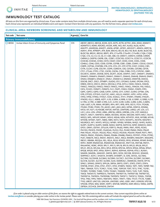 Invitae - TRF917-XUS Invitae_Immuno_Derm_Hema_Ophth_Requisition Form ...