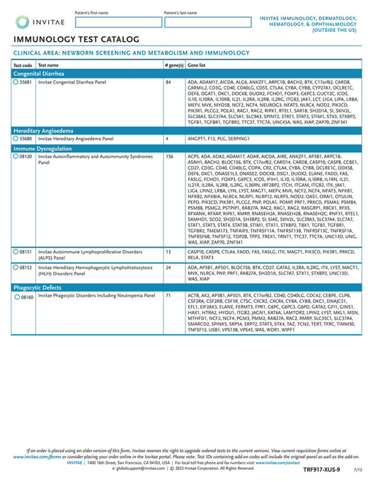 Invitae - TRF917-XUS Invitae_Immuno_Derm_Hema_Ophth_Requisition Form ...