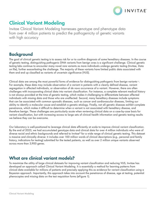 Invitae - WP135 Clinical Variant Modeling White Paper - Page 1