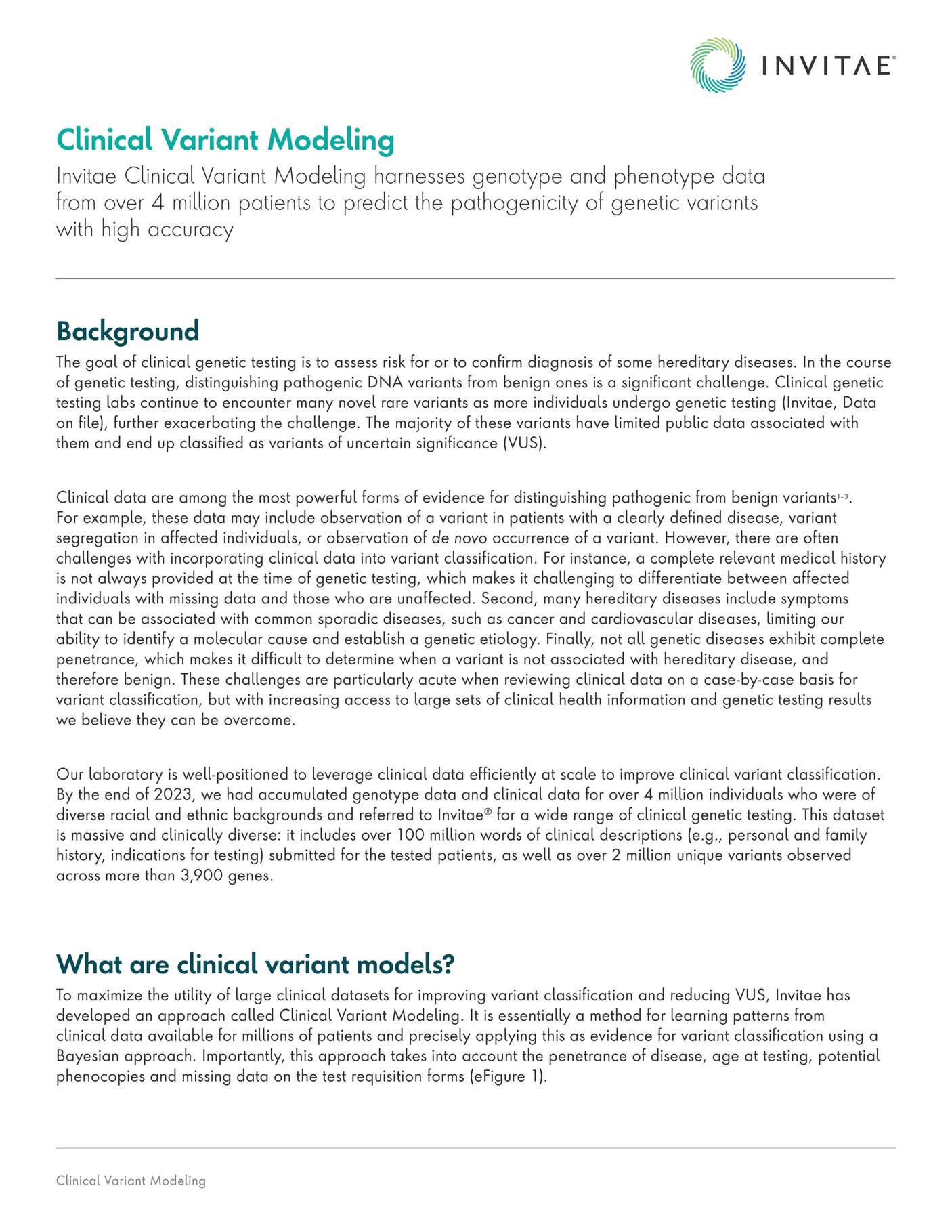Invitae - WP135 Clinical Variant Modeling White Paper - Page 1