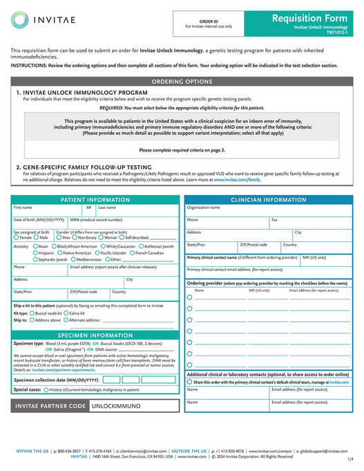 Invitae - TRF1012-Invitae_Unlock_Immunology - Page 1
