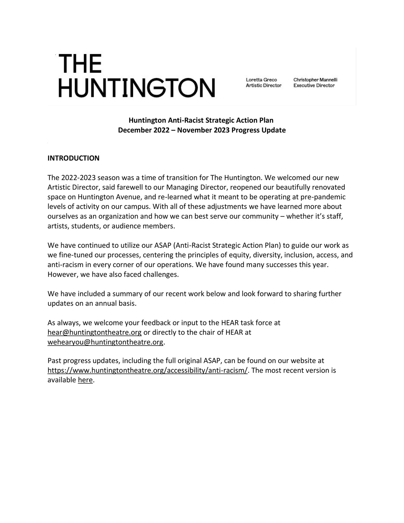 Huntington Theatre Company - Huntington Anti-Racist Strategic Action ... Huntington Theatre Company - Huntington Anti-Racist Strategic Action ...