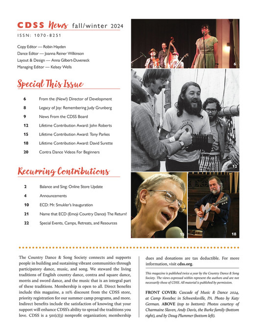 Country Dance and Song Society - CDSS News, Fall/Winter 2024 - Page 2-3 ...