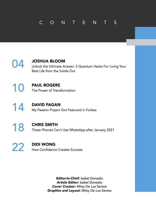 Top Talent Magazine Featuring Joshua Bloom - Page 2-3