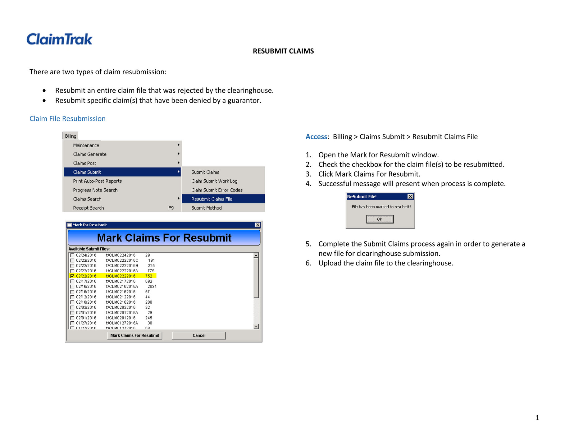 ClaimTrak - Resubmit Claims - Page 2 - Created with Publitas.com