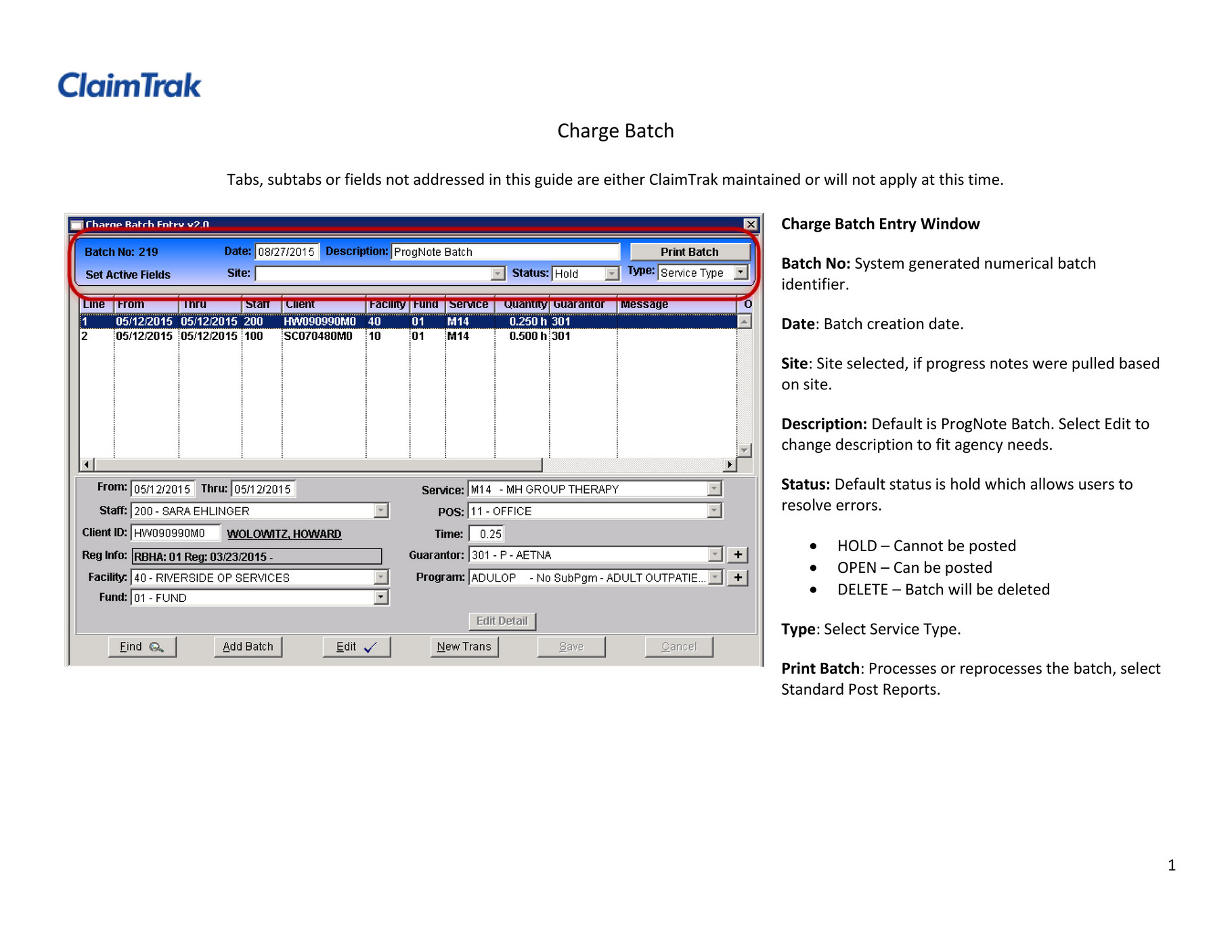 ClaimTrak - Charge Batch - Page 1 - Created with Publitas.com