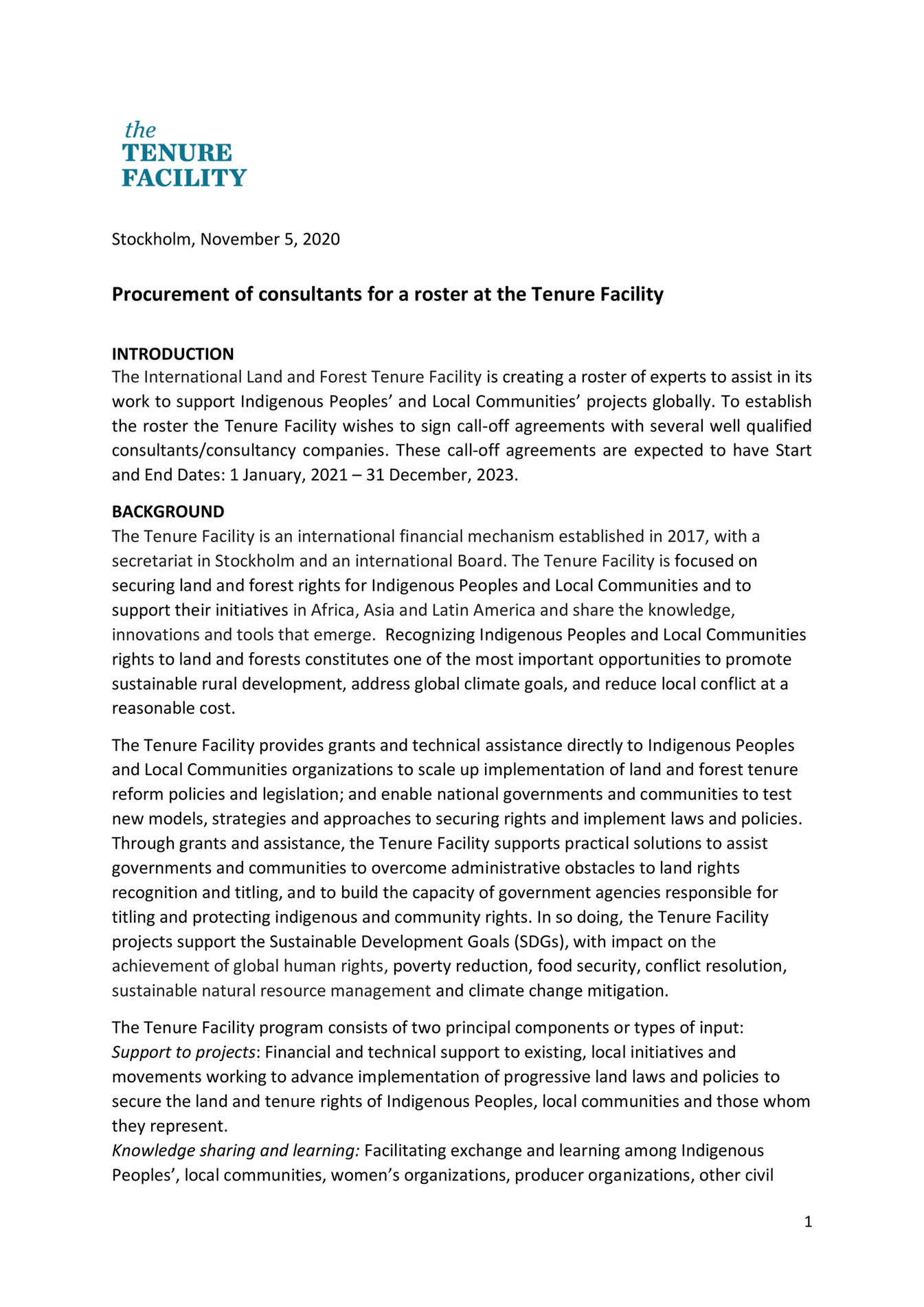 The Tenure Facility - 201105.Procurement TA consultants - Page 2-3