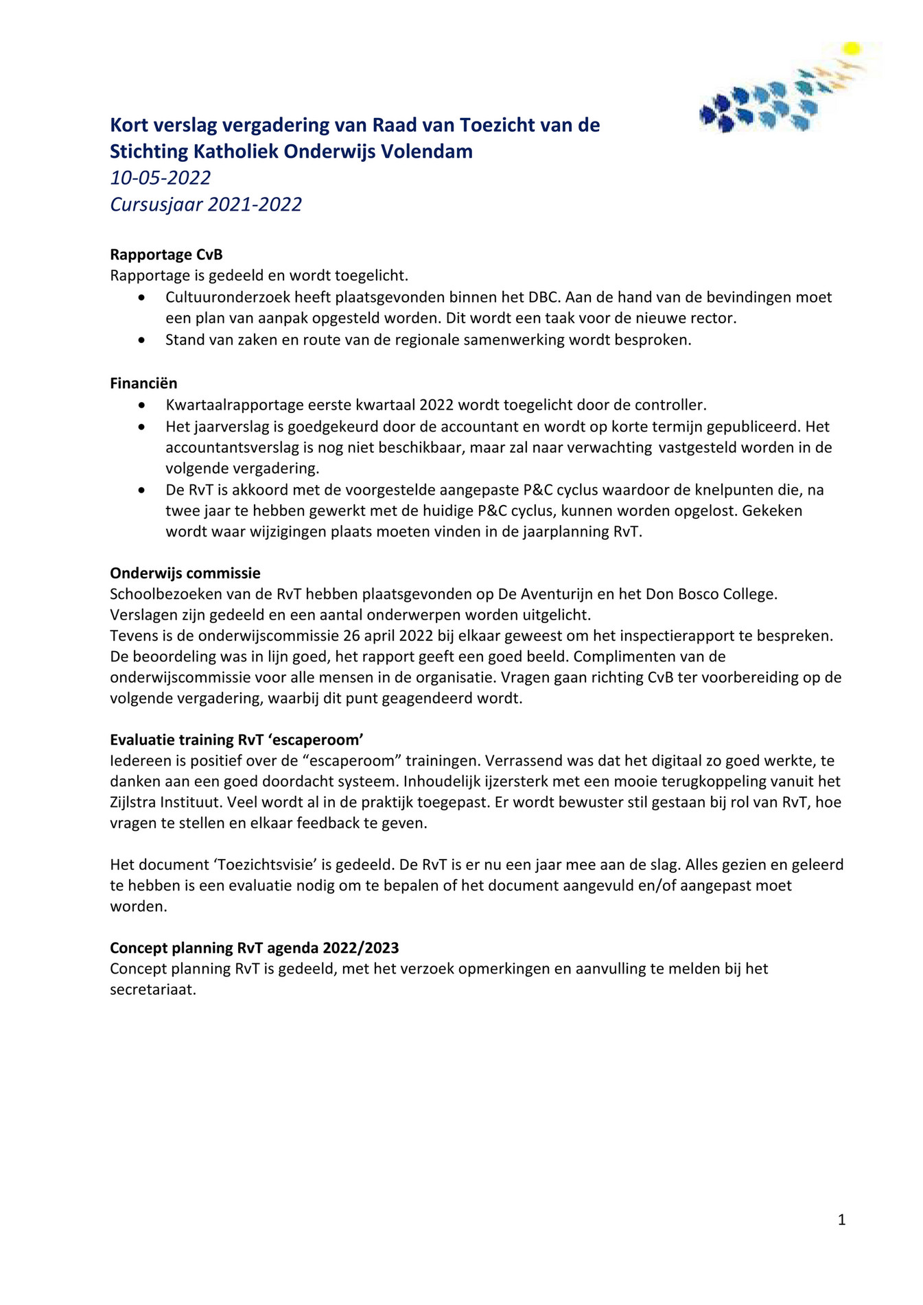 SKO Volendam - Kort-verslag-vergadering-10-mei-2022 - Page 1