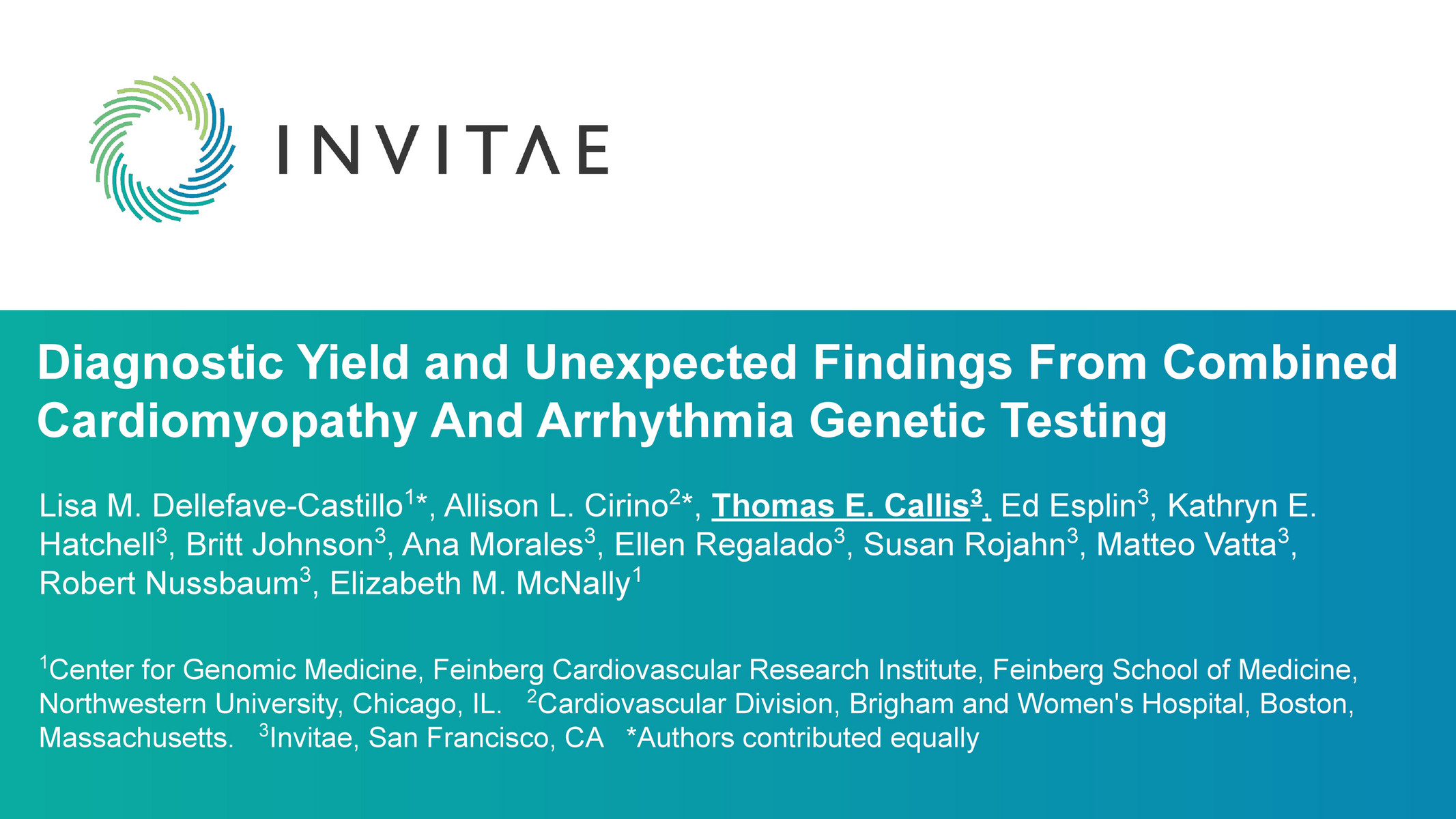 Invitae - 2022_SERGG_Diagnostic Yield and Unexpected Findings From ...