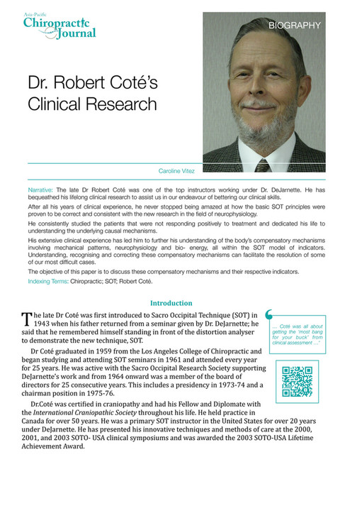 Chiropractic; SOT; Robert Coté - Page 1