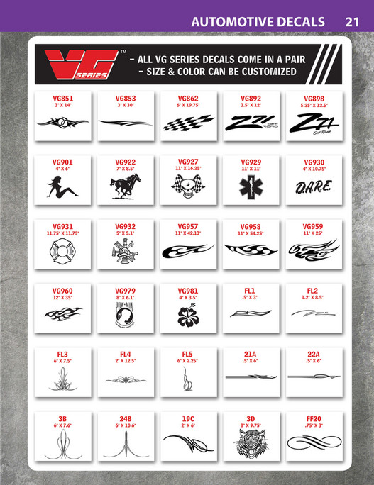 Vinyl Graphics - 2017 Vinyl Graphics Catalog - Page 20-21 - Created ...