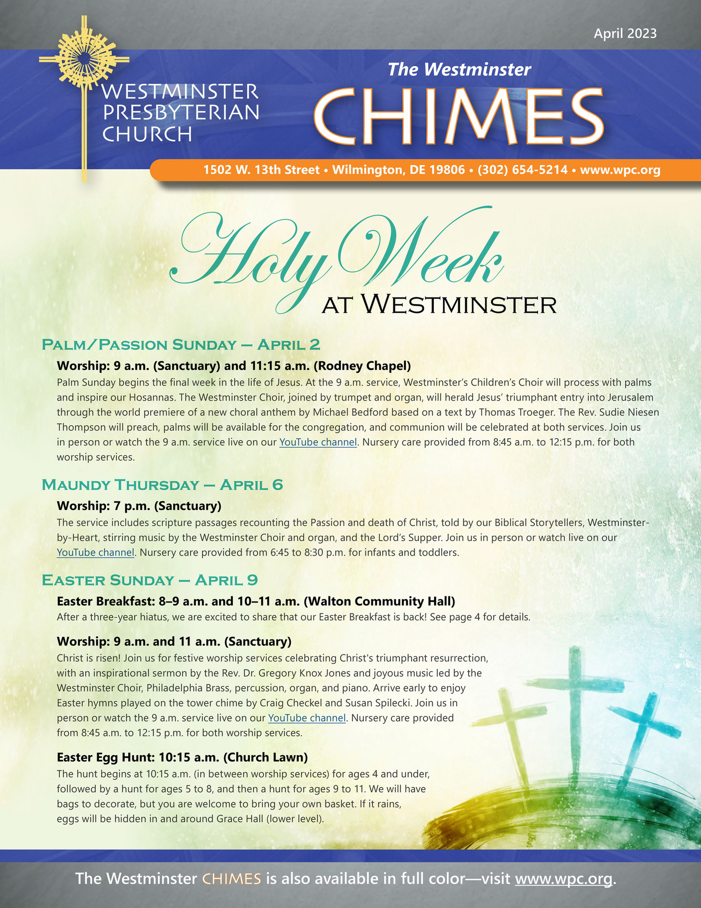 Westminster Presbyterian Church – Westminster Chimes – April 2023 - Page 1 - Created with ...