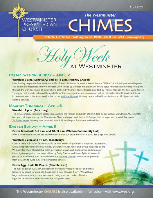 Westminster Presbyterian Church – Westminster Chimes – April 2023 ...