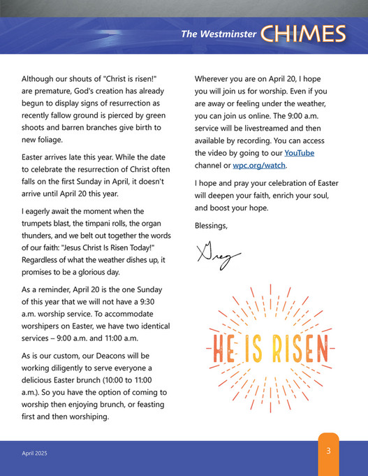 Westminster Presbyterian Church – Westminster Chimes – April 2025 ...