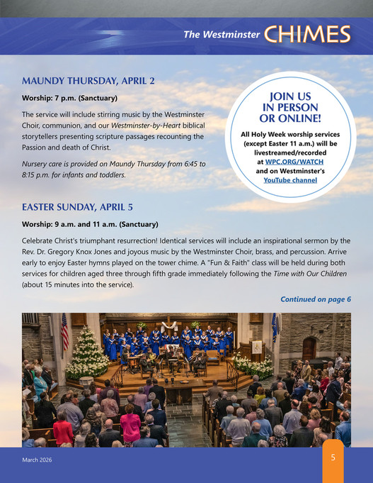 Westminster Presbyterian Church – Westminster Chimes – March 2026 ...