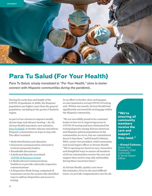 Atrium Health - Atrium Health 2020 Annual Report - Page 22-23