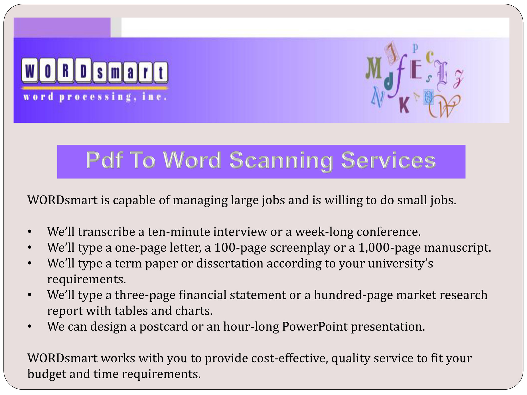 wordsmartinc - Pdf To Word Scanning Services - Page 2-3 - Created with ...