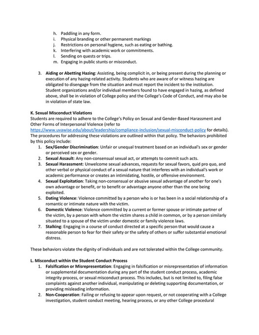 University of Virginia's College at Wise - Student Conduct System ...