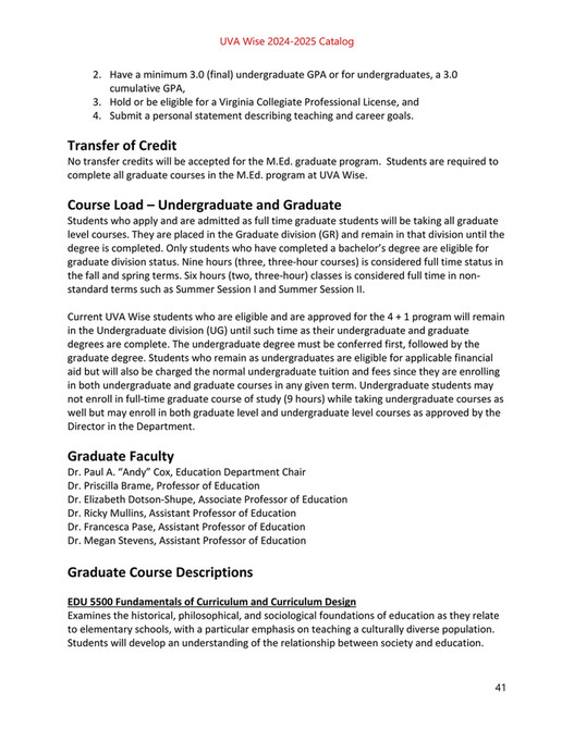 University of Virginia's College at Wise - Graduate Catalog 2024-2025 ...