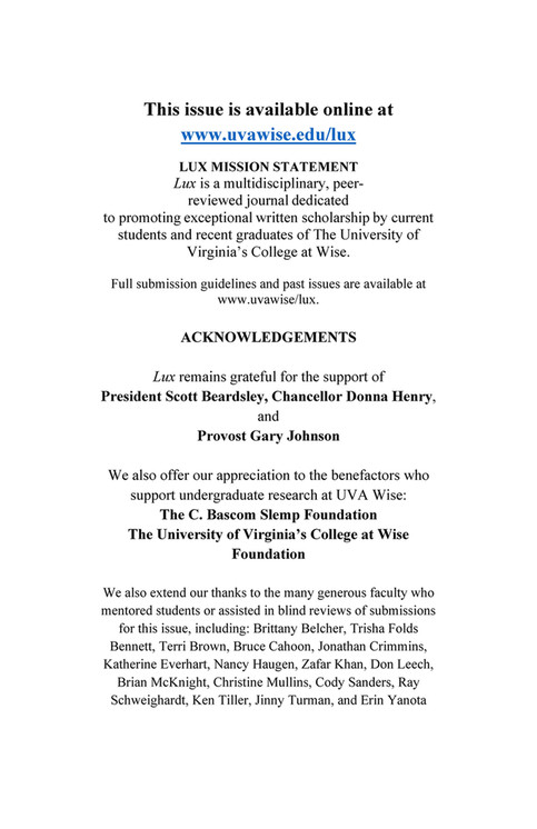 University of Virginia's College at Wise - Lux 2026 - Page 1