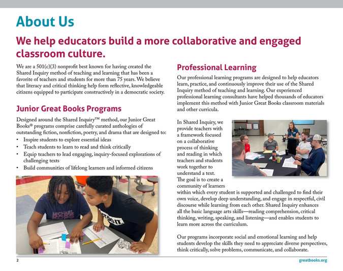 Great Books Foundation - Junior Great Books K–8 Catalog 2025-26 - Page 2-3